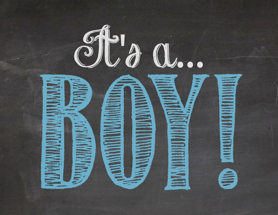 It's a Boy Gender Announcement Reveal Blue Chalkboard Poster Sign File ...