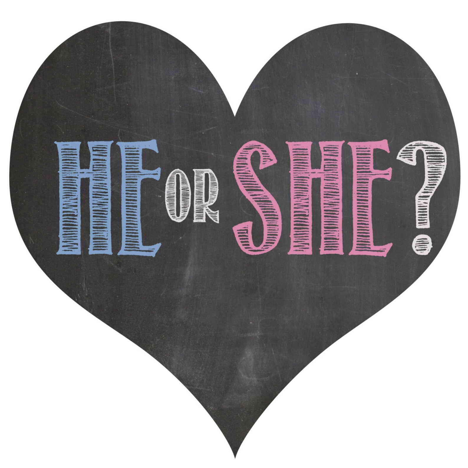 He or She Gender Sibling Reveal Balloon Box Sign Chalkboard Printable ...