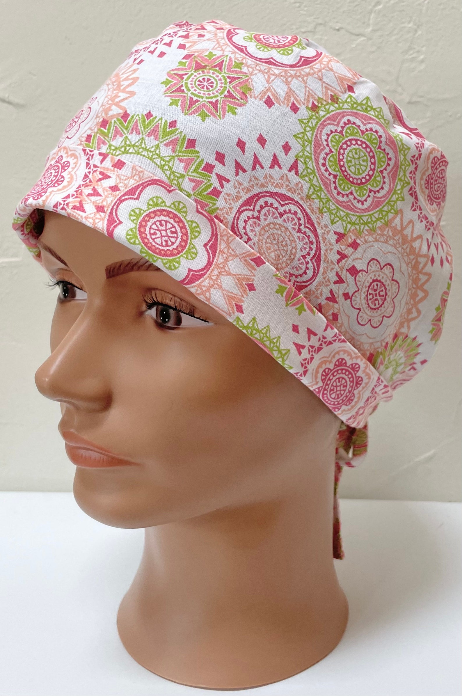 Pink and Green Design Adjustable, Fold up Scrub Hat - Etsy