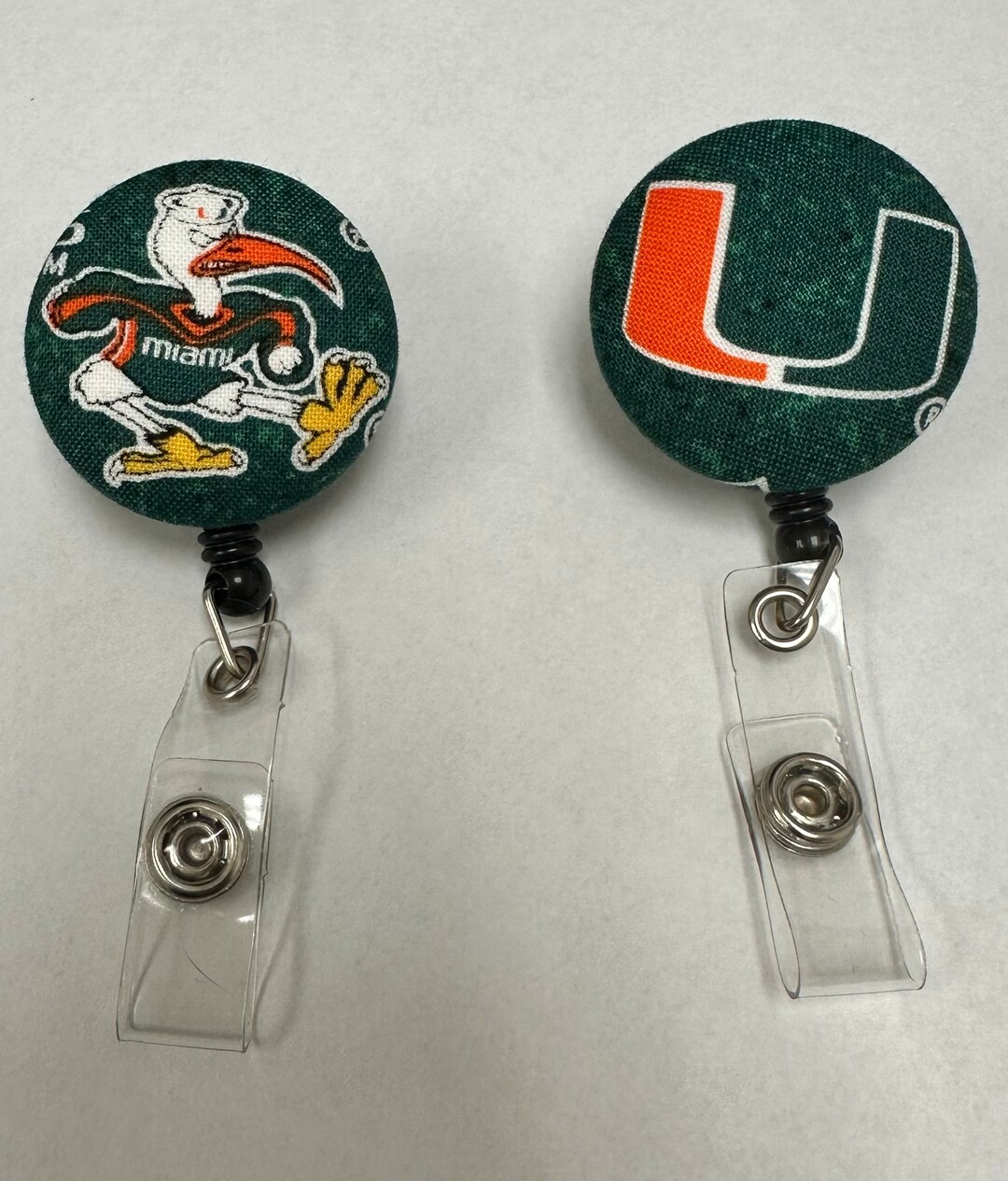 University of Miami Fabric ID Badge Reel retractable, Alligator Clip - Etsy