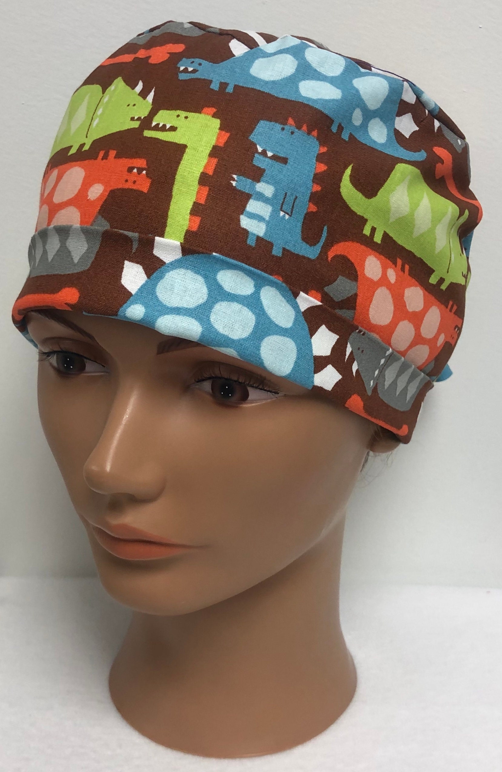 Dinosaur Scrub Hat - Adjustable, Fold Up - Etsy
