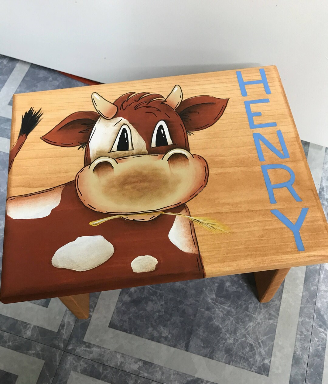Cow Step Stool, Brown Cow, Bull, Kids Stool, Farm Animal Step Stool ...