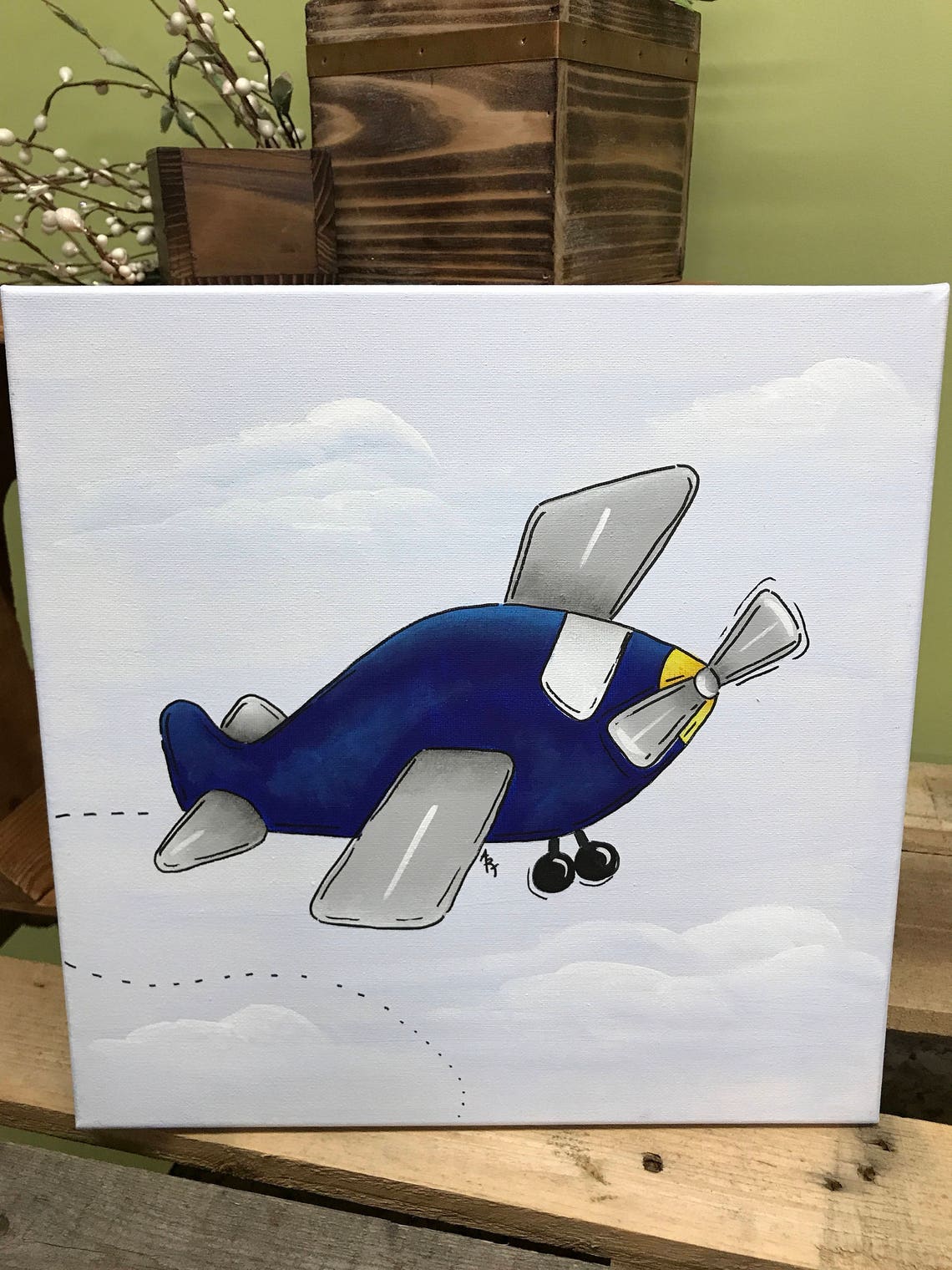 Airplane Nursery Print, Blue Plane Wall Art - Etsy