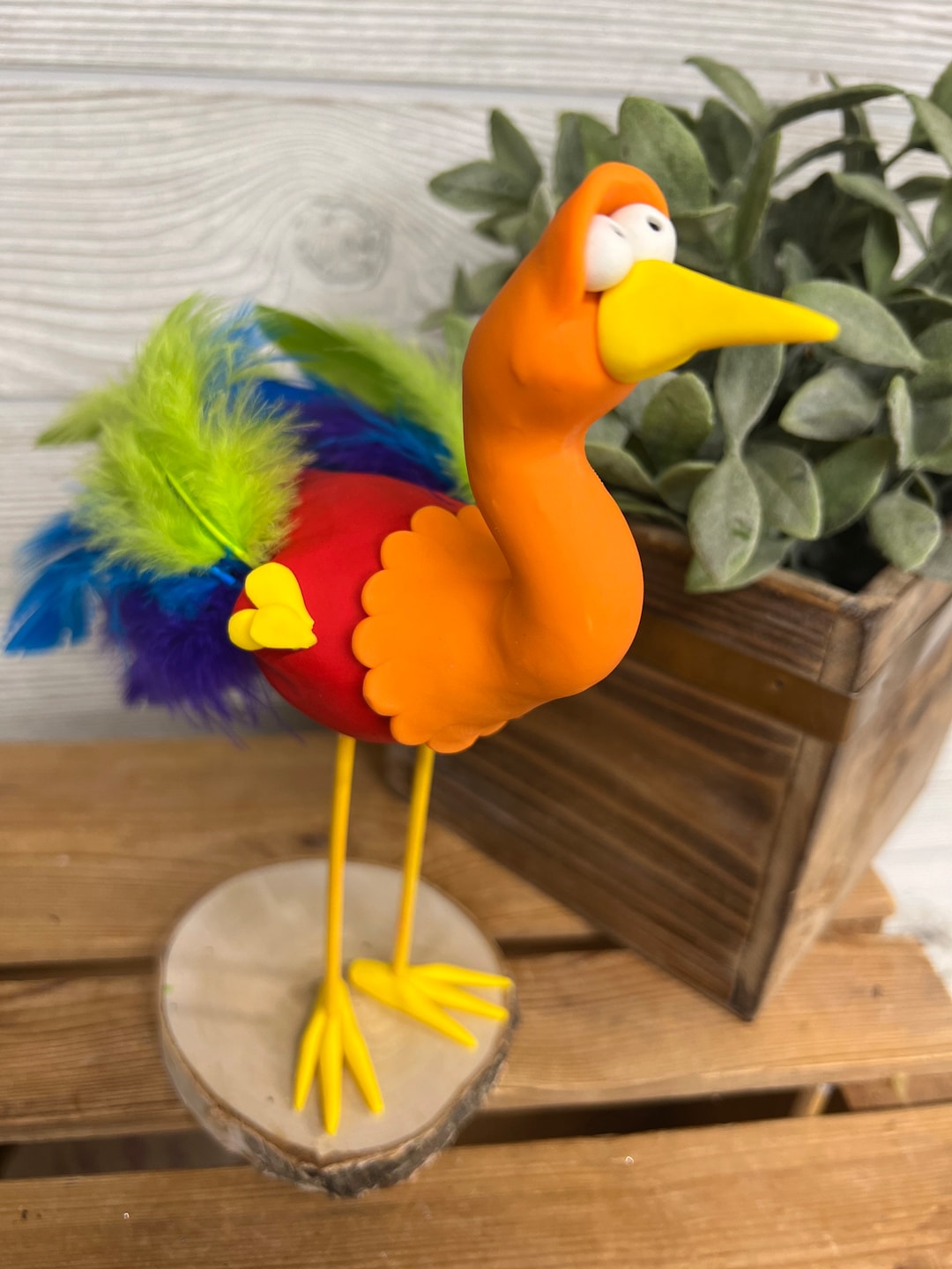 Flamingo, Dodo Bird, Pink Bird, Crazy Bird, Handmade Clay Bird - Etsy