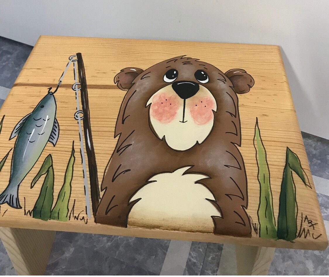 Kids Step Stool Bear Step Stool Wildlife Step Stool Kids | Etsy