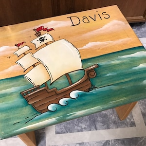 Pirate Step Stool, Pirate Ship, Pirate Ship Foot Stool,personalized ...