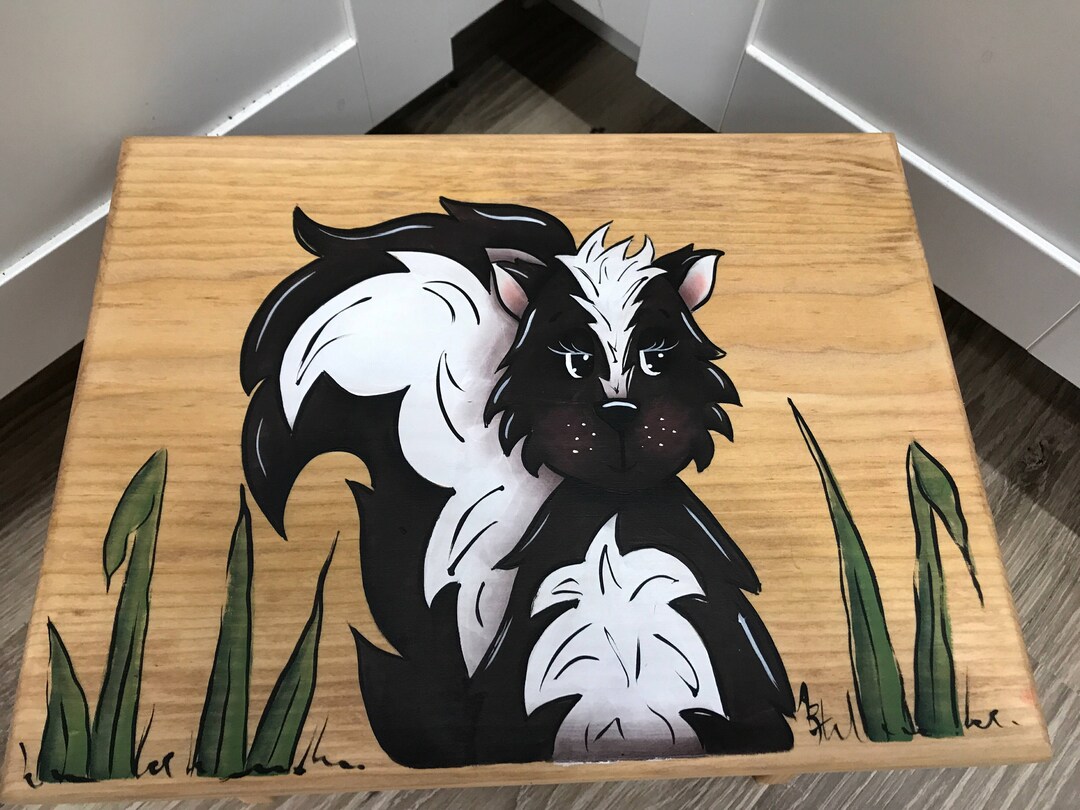 Skunk Stool,girl Skunk Step Stool, Skunk Bathroom Stool, Woodland Room ...