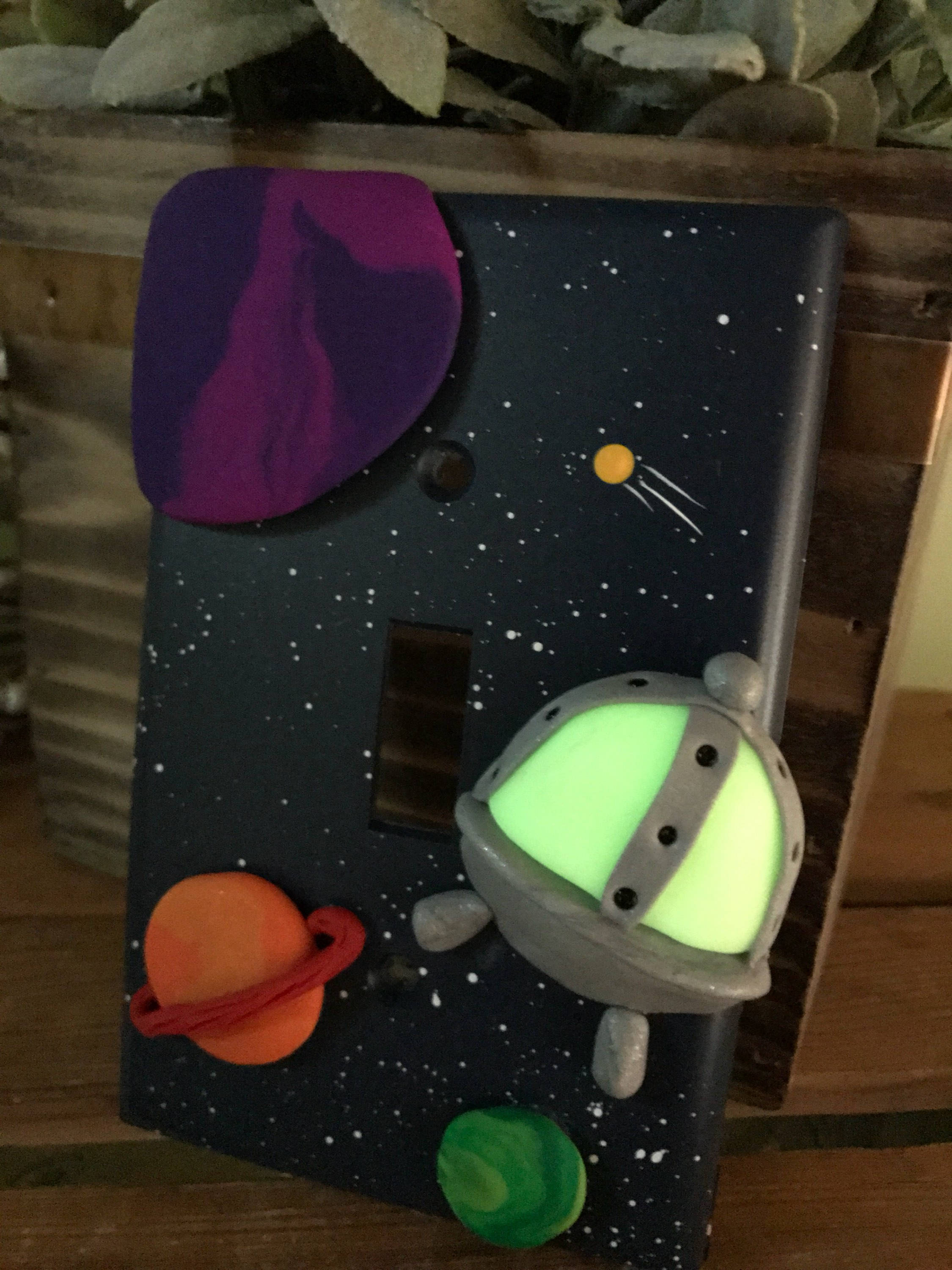 Alien Switch Plate Cover Single Switch Plate Outer Space | Etsy