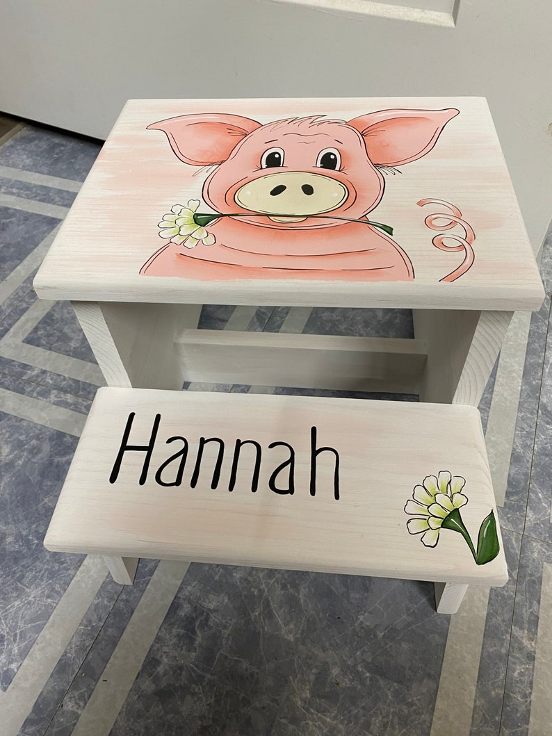 Step Stool 2 Step Step Stool Personalized Stool Kids Pig - Etsy