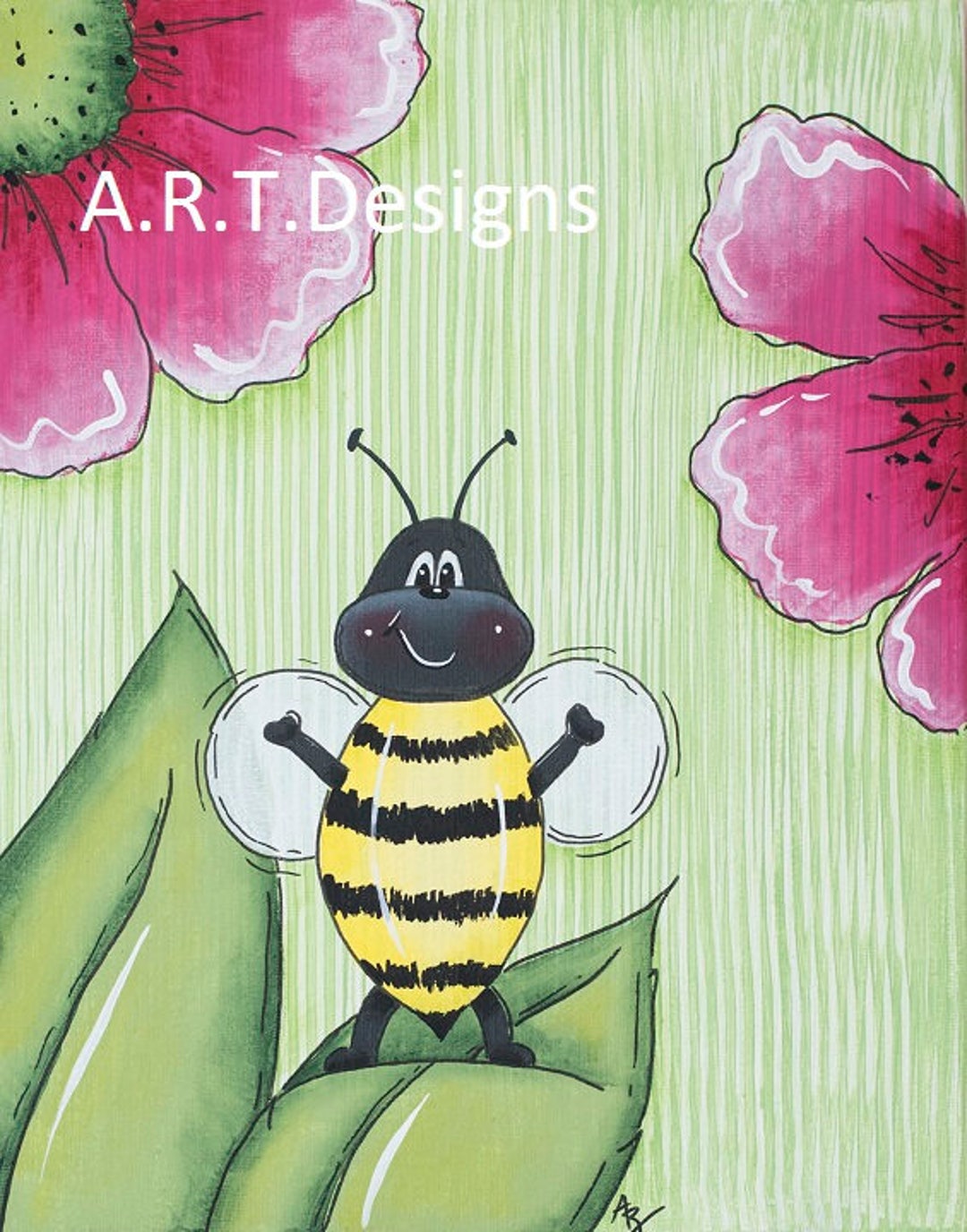 Bumble Bee and Flowers Print, Bee and Floral Wall Art, Floral Girls ...