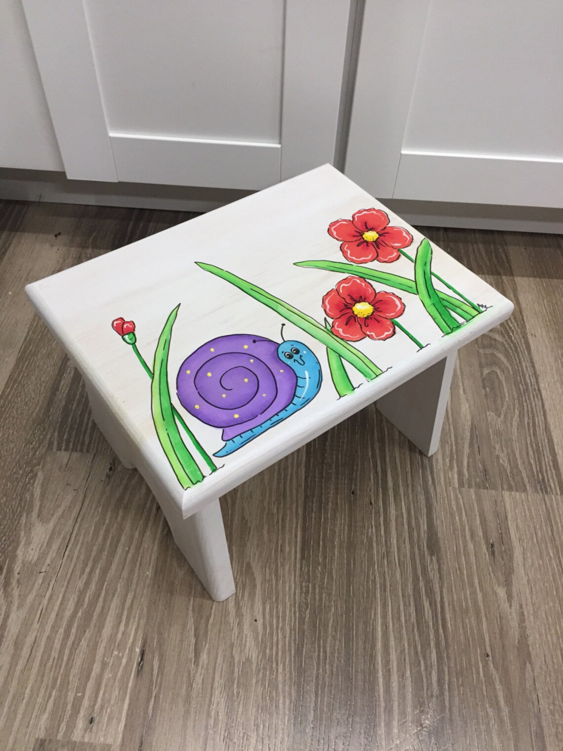Step Stool Kids Stool Flower Foot Stool Snail Step Stool | Etsy