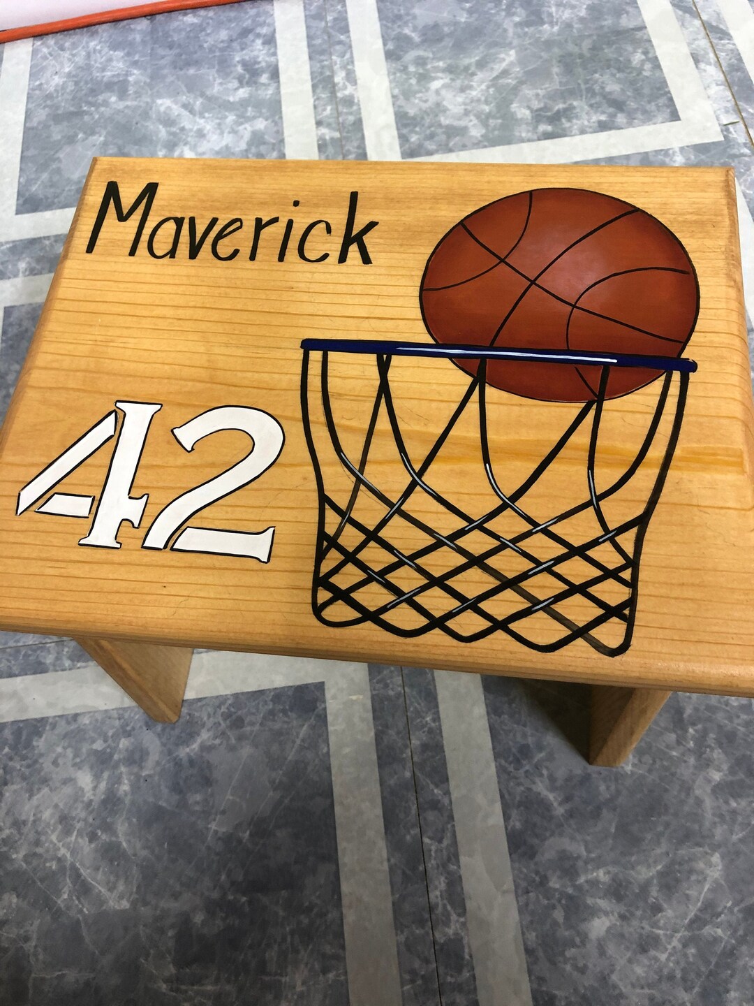 Kids Stool,sport Lover, Handmade Stool, Hand Painted Stool,basketball ...
