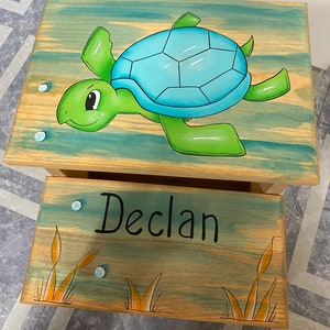 Step Stool, 2 Step Step Stool, Sea Turtle Stool, Turtle, Personalized ...
