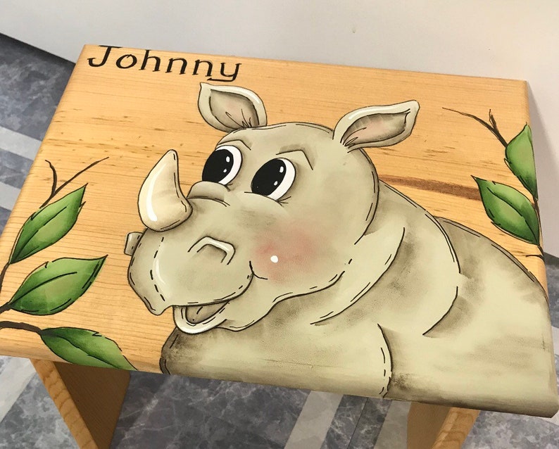 Steps Stool, Rhino Step Stool, Wildlife Step Stool, Kids Foot Stool ...