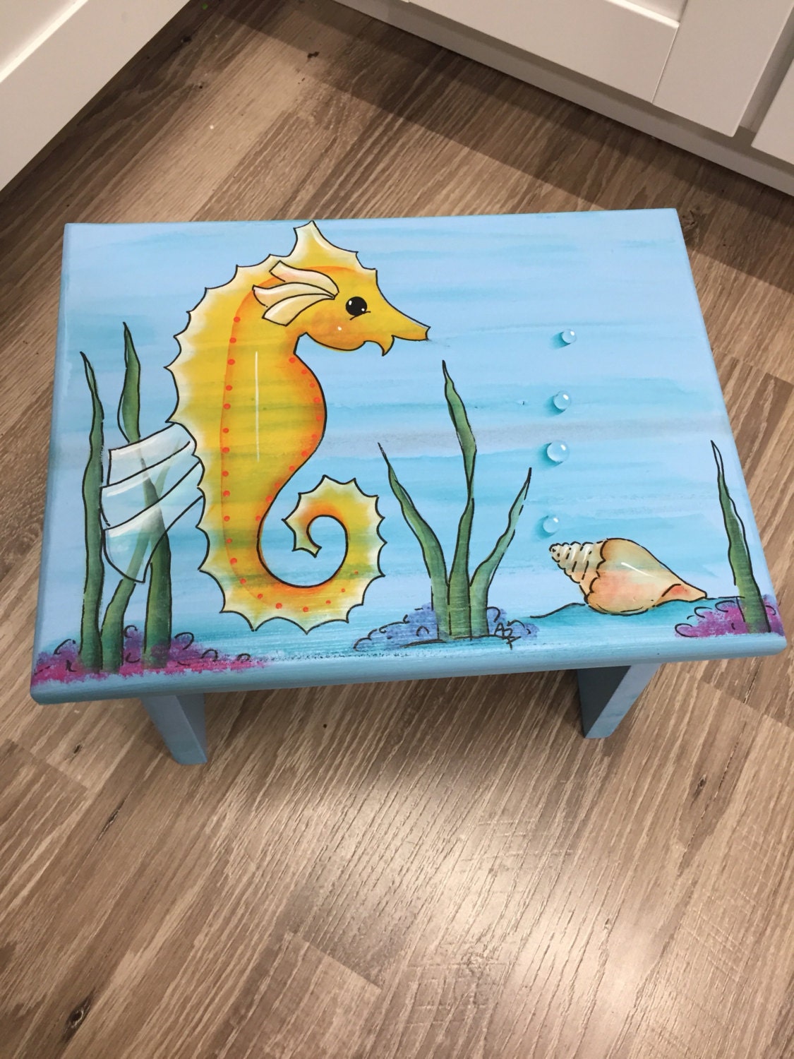 Seahorse Step Stool, Kids Aquatic Bathroom Step Stool, Personalized ...