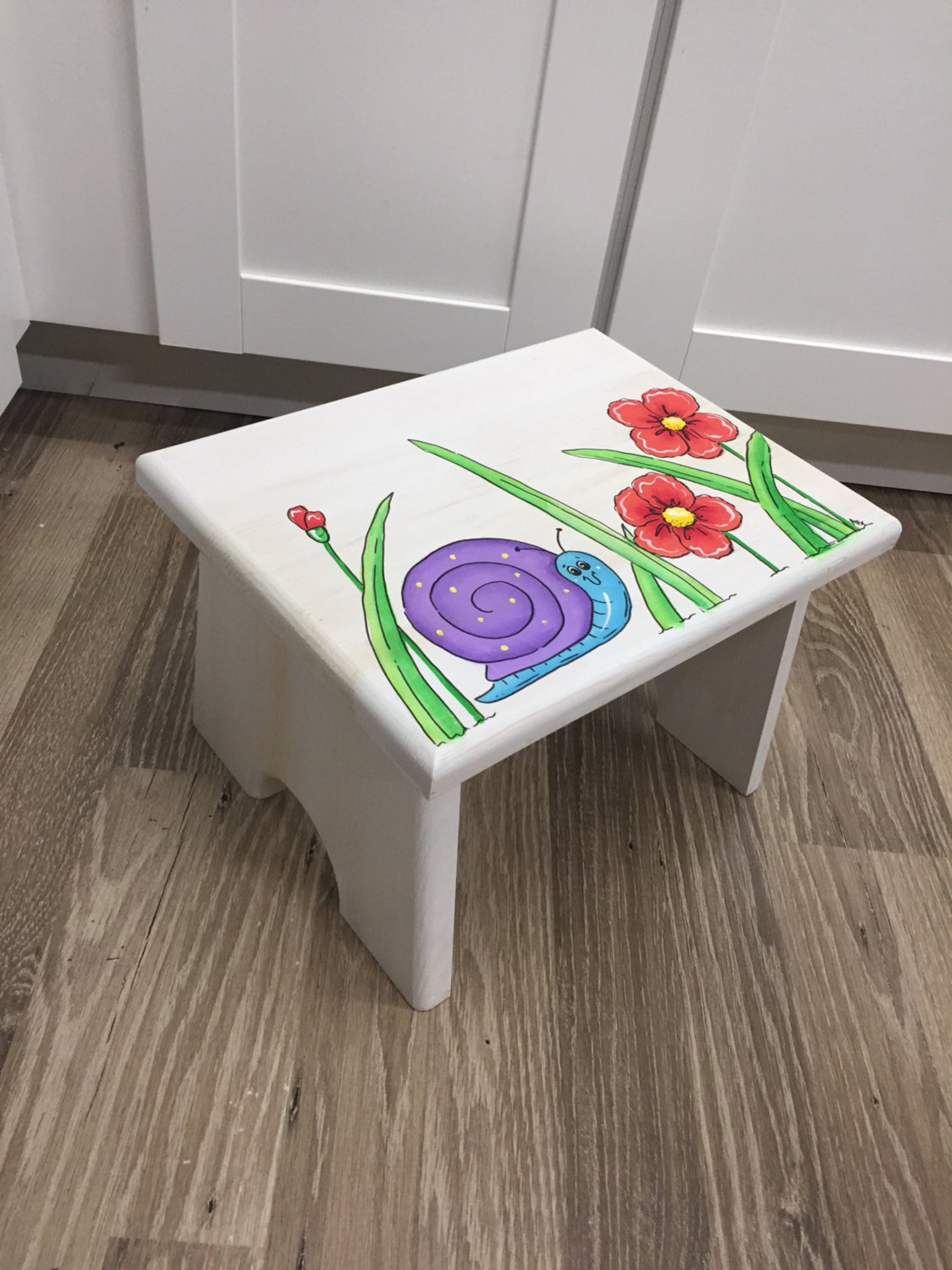 Step Stool Kids Stool Flower Foot Stool Snail Step Stool | Etsy