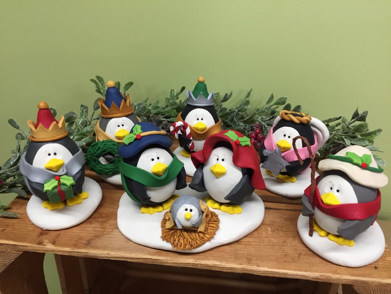 Handmade Penguin Nativity Scene Set, Religious Christmas Decoration - Etsy