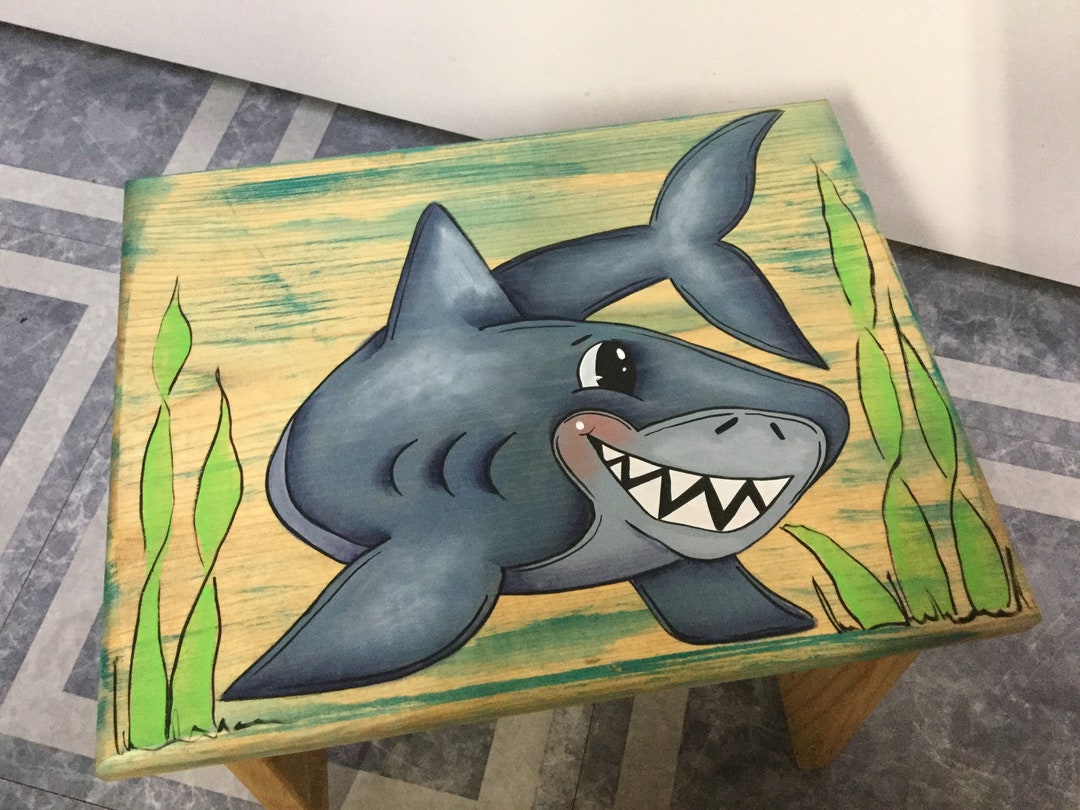 Personalized Shark Step Stool, Kids Pine Stool - Etsy
