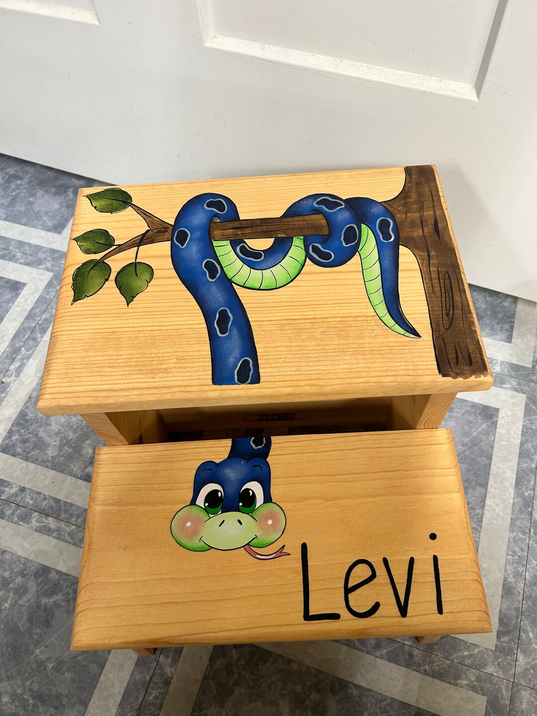 Step Stool, 2 Step Step Stool, Snake Stool, Snake, Personalized ...