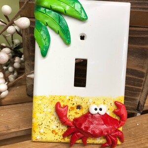 Crab Switch Plate Cover, Single Switch Plate, Nautical Decor, Beach ...