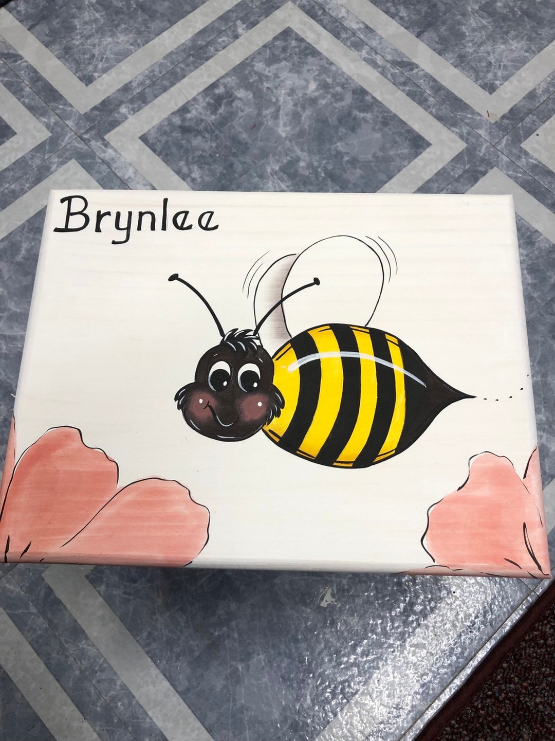 Handmade Stool, Girls Step Stool, Bumble Bee Step Stool, Bathroom Step ...