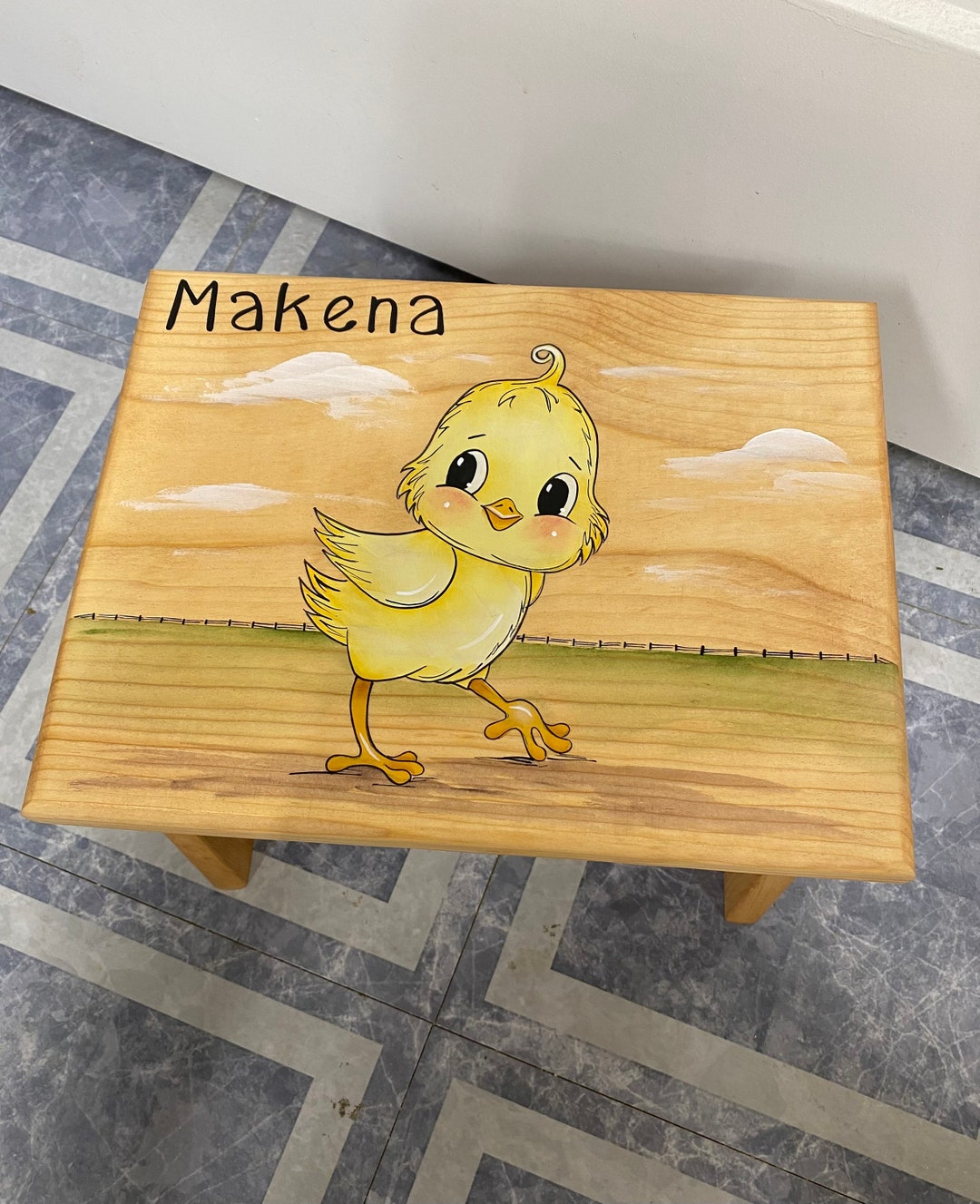 Chick Step Stool, Yellow Chick, Chicken, Kids Stool, Farm Animal Step ...