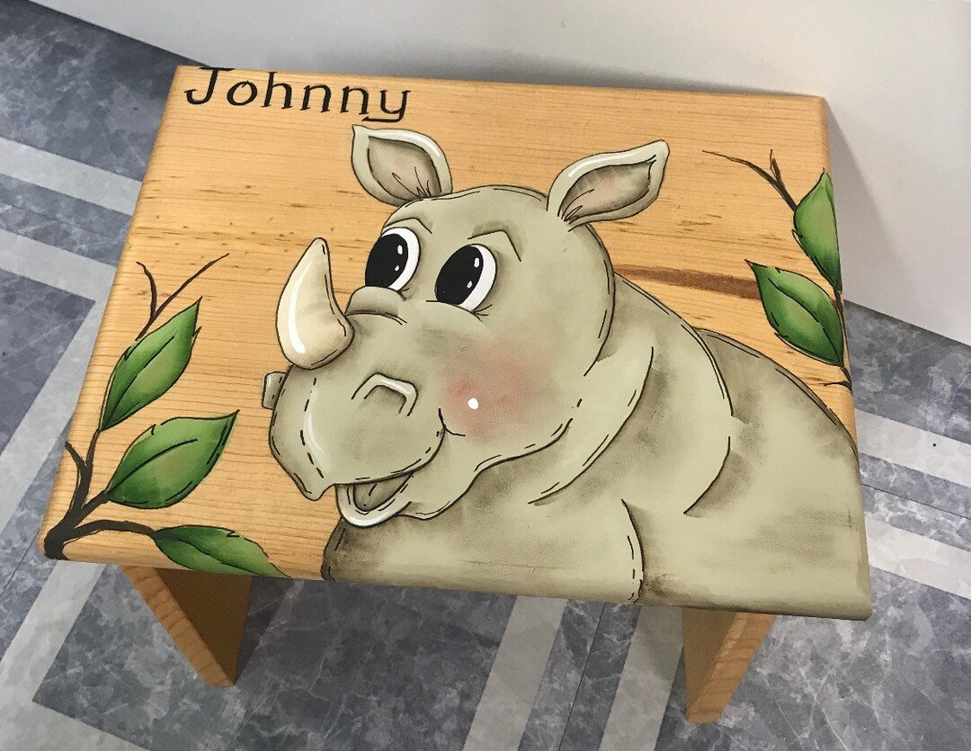 Steps Stool, Rhino Step Stool, Wildlife Step Stool, Kids Foot Stool ...