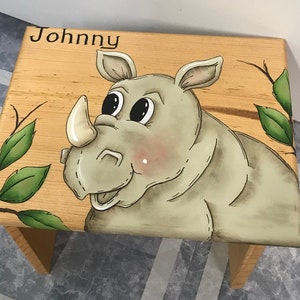 Steps Stool, Rhino Step Stool, Wildlife Step Stool, Kids Foot Stool ...