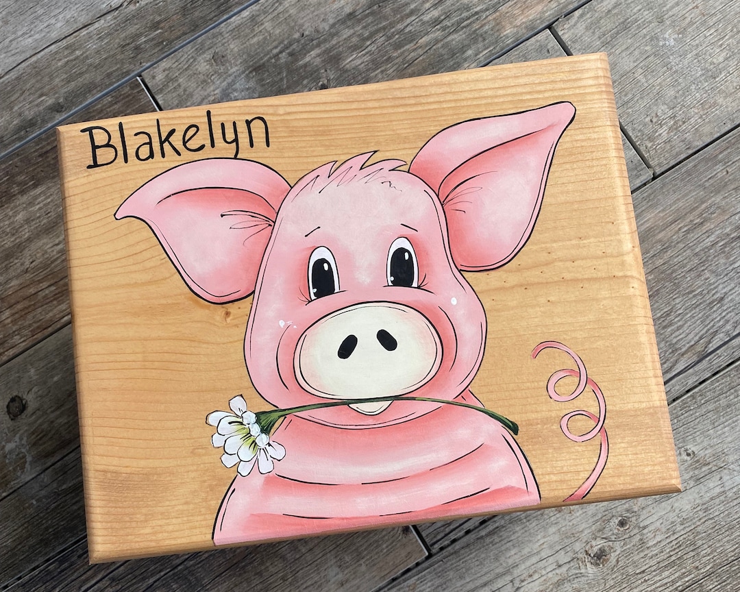 Personalized Kids Step Stool, Hand-painted Pig, Farm Decor - Etsy