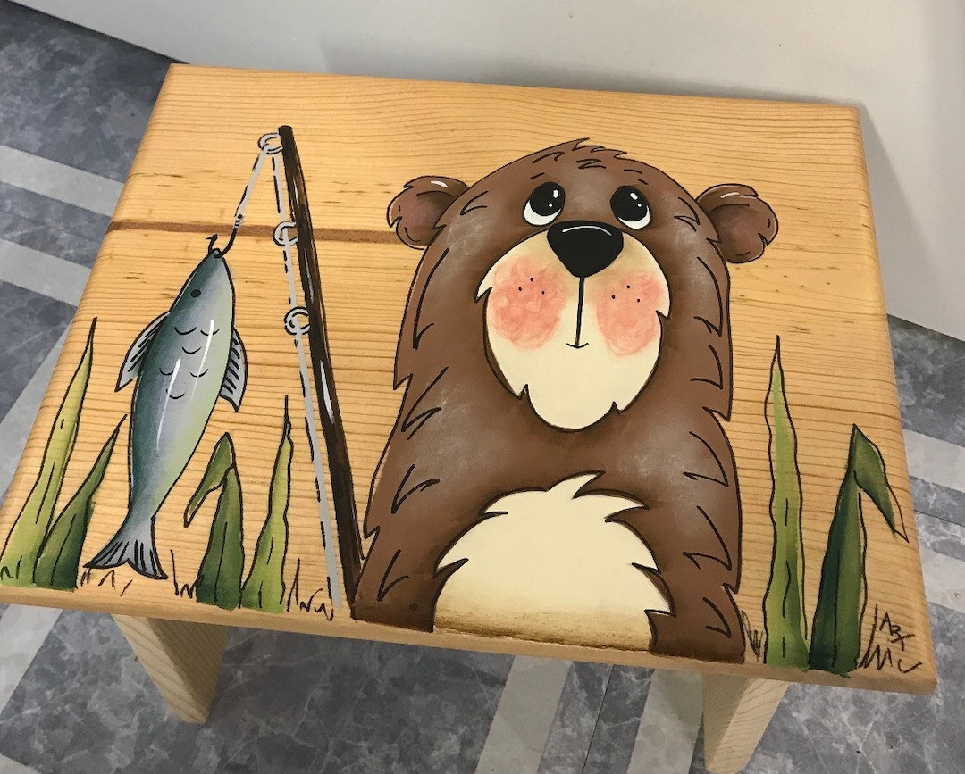 Kids Step Stool, Bear Step Stool, Wildlife Step Stool, Kids Foot Stool ...