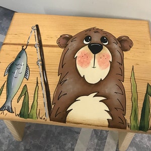 Kids Step Stool, Bear Step Stool, Wildlife Step Stool, Kids Foot Stool ...