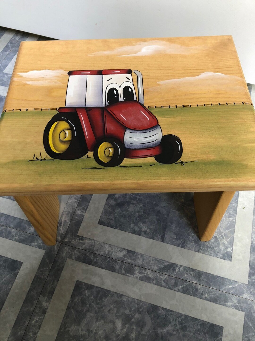 Handmade Stool, Tractor Stool, Kids Step Stool, Farm Stool, Tractor ...
