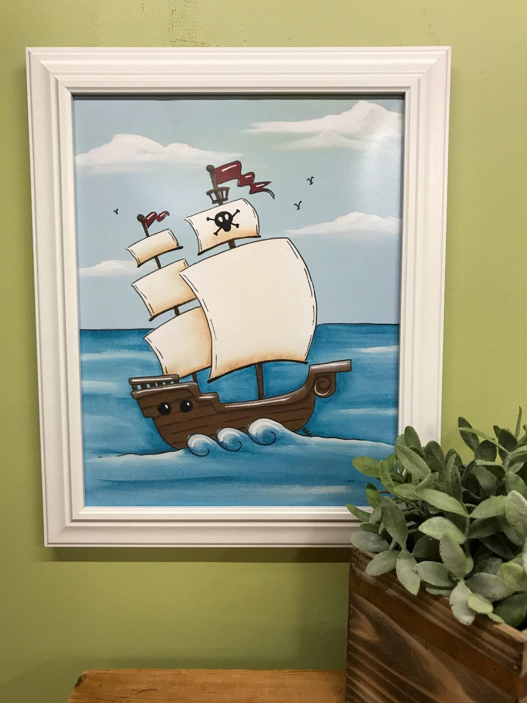 Pirate Ship Print, Pirate Ship Wall Art, Pirate Nursery, Nautical ...