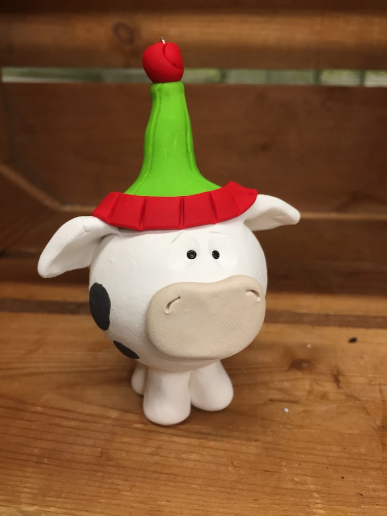 Handmade Cow Christmas Ornament Polymer Clay Decoration - Etsy