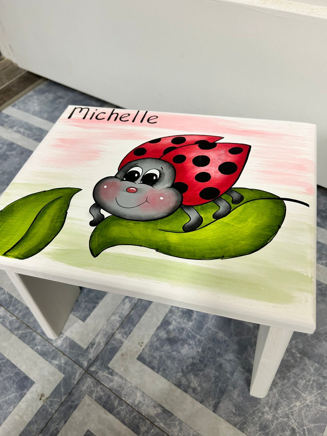 Step Stool, Girls Step Stool, Personalized Step Stool, Lady Bug Stool ...