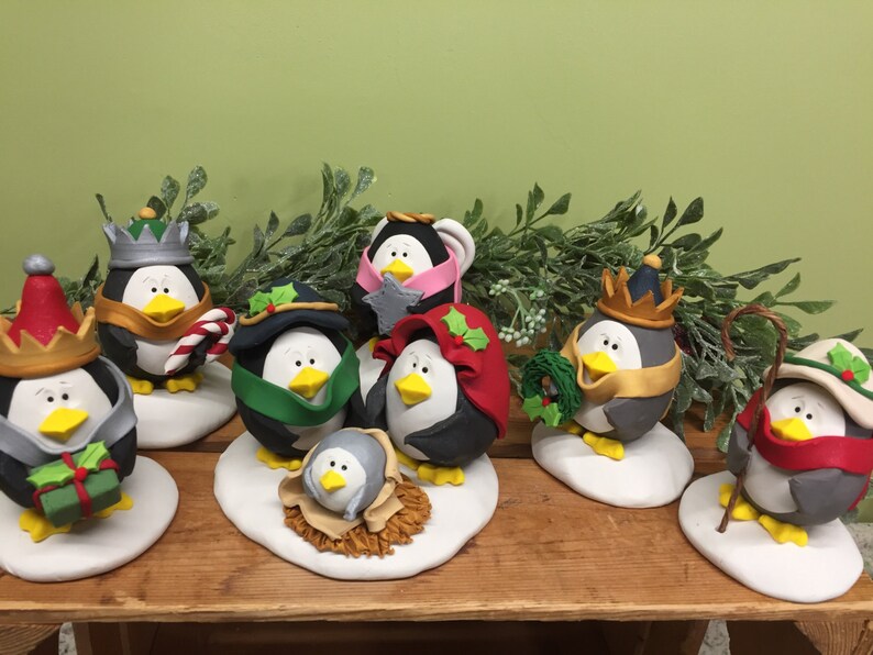 Handmade Penguin Nativity Scene Set, Religious Christmas Decoration - Etsy