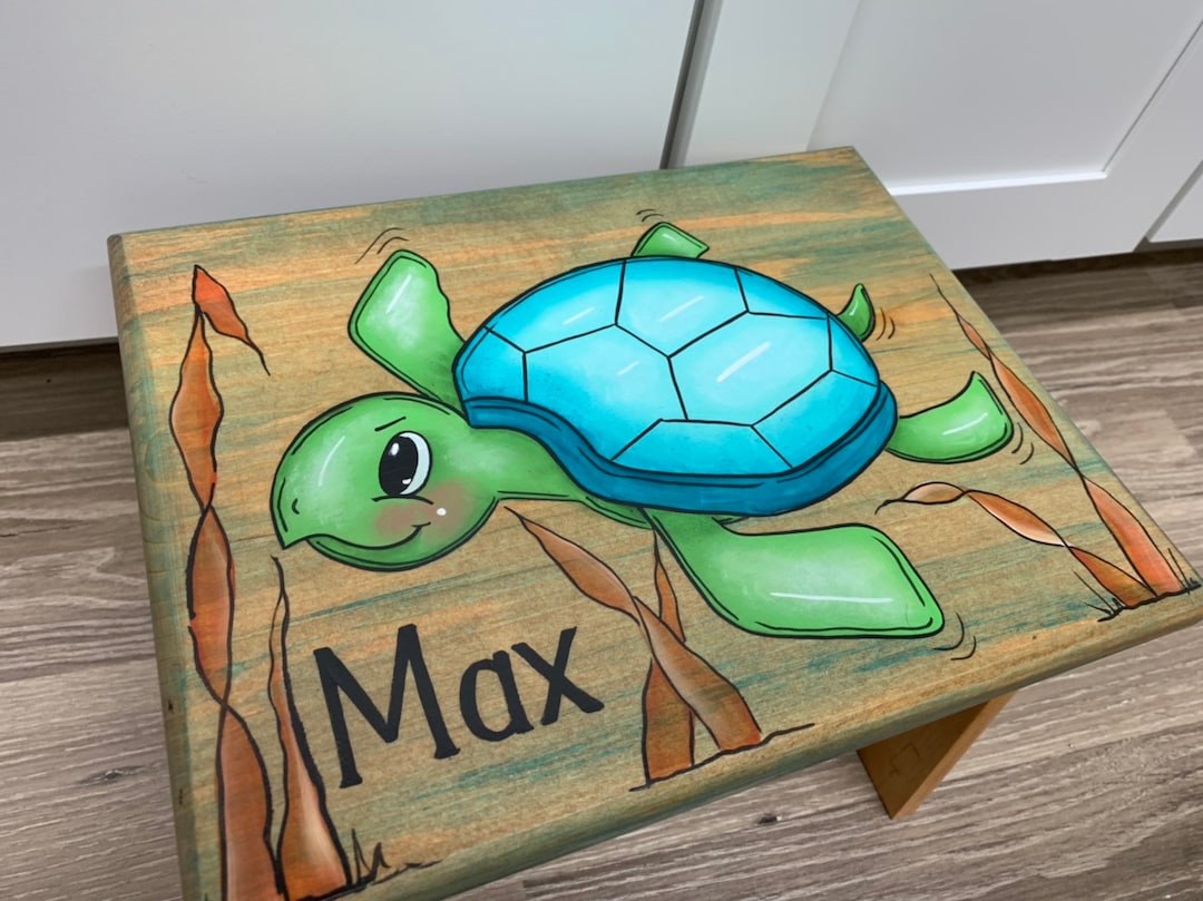Sea Turtle Step Stool, Personalized Step Stool, Kids Stool, Turtle ...