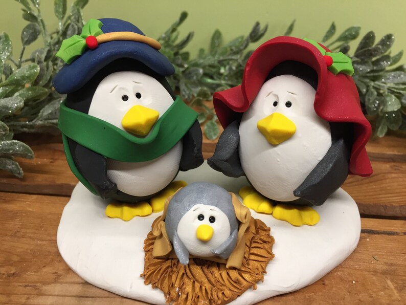 Handmade Penguin Nativity Scene Set, Religious Christmas Decoration - Etsy