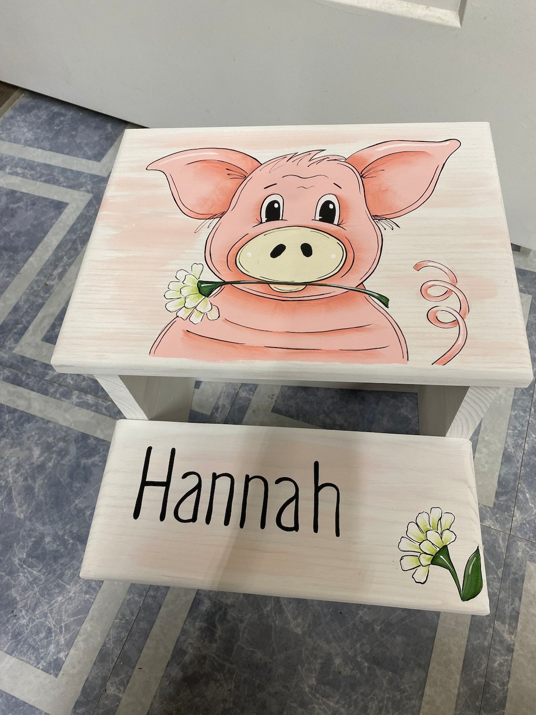 Step Stool, 2 Step Step Stool, Personalized Stool, Kids Pig Stool ...