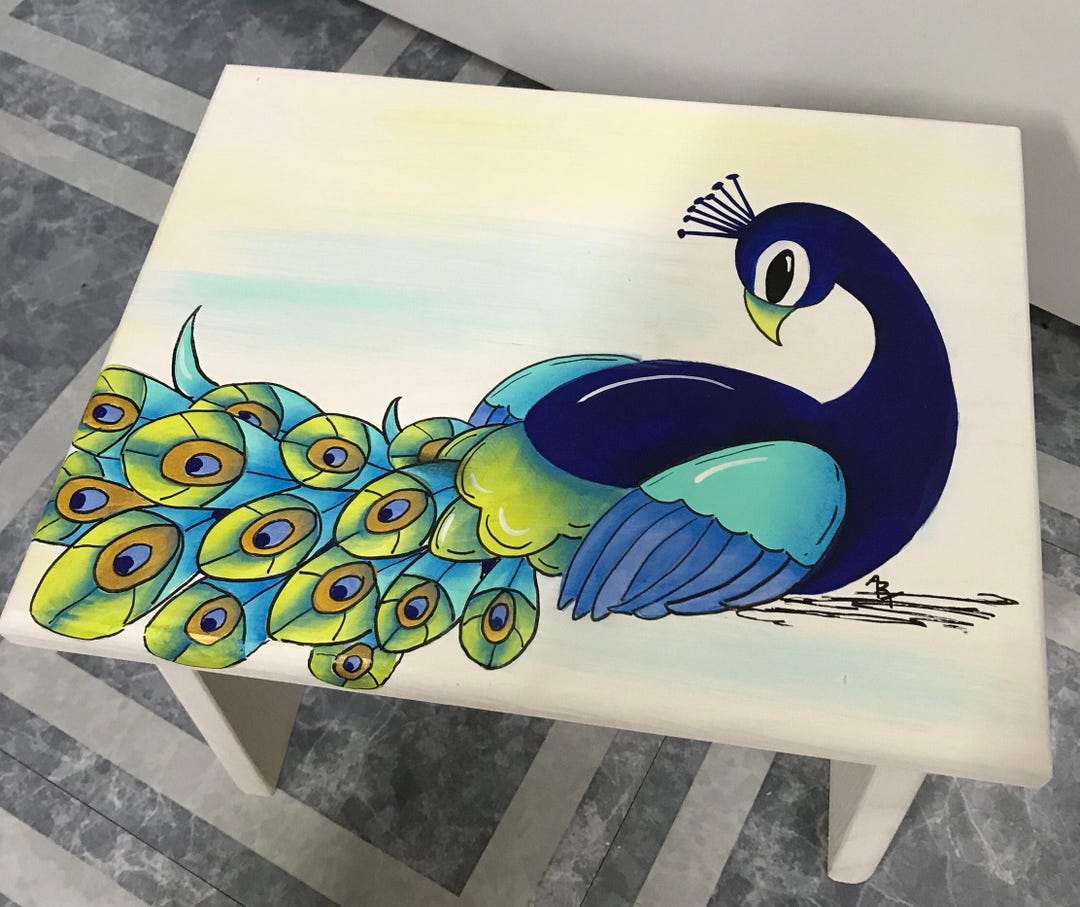 Step Stool, Girls Step Stool, Personalized Step Stool, Peacock Stool, Peacock Step Stool ...