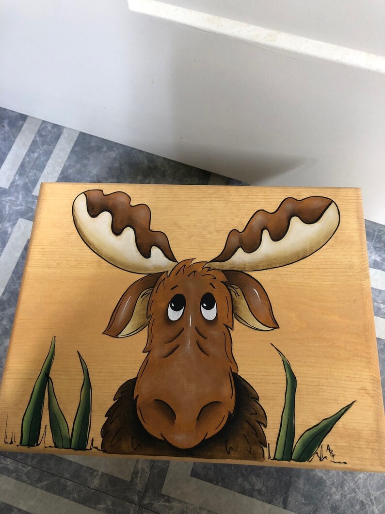 Step stool Kids Step Stool Moose Personalized Children's | Etsy