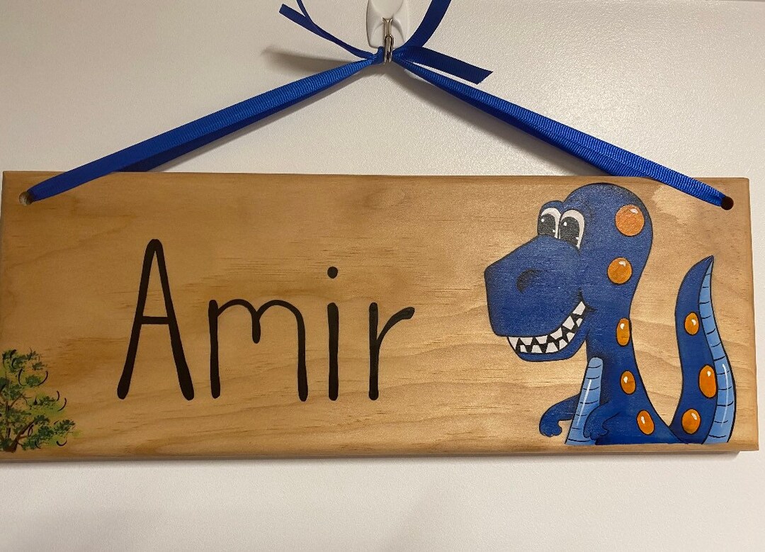 T-rex Name Sign, Personalized Name Board, Kids Name Plaque, Custom Name ...