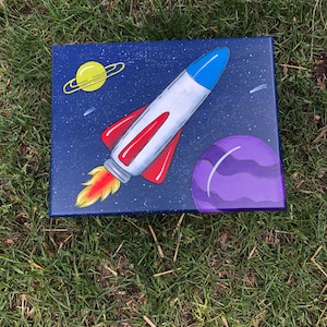 Boy's Step Stool, Rocket Stool, Spaceship Personalized Children's Step ...