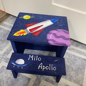 Boy's Step Stool, 2 Step Step Stool, Rocket Stool, Spaceship ...