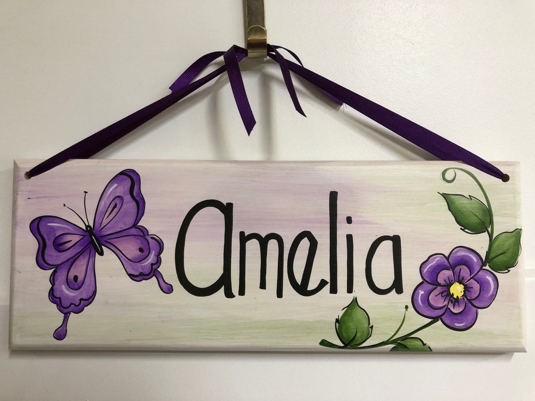 Butterfly Name Sign, Nursery Name Sign, Personalized Name Board, Kids ...