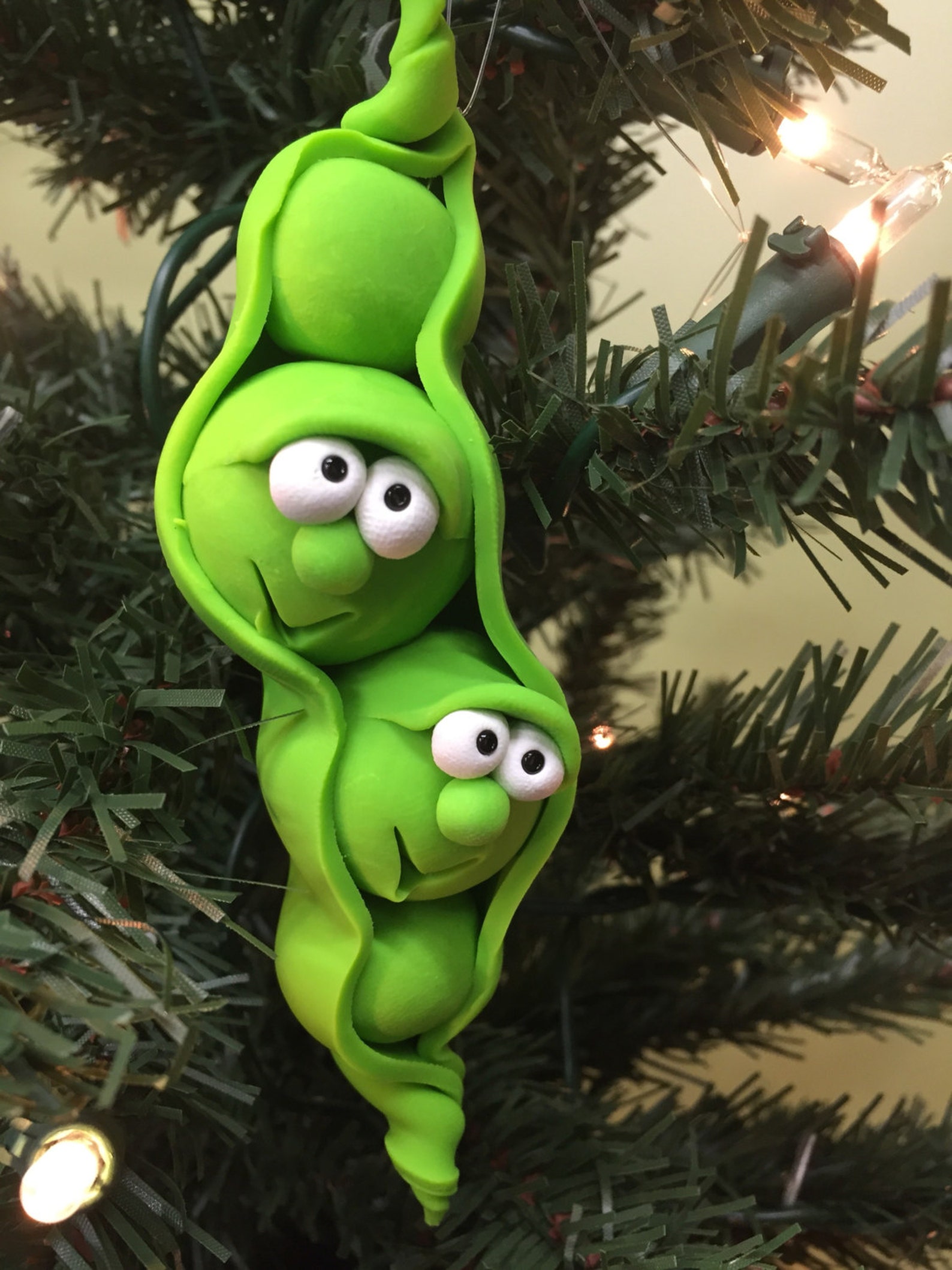 Handmade Peas in a Pod Christmas Ornament Polymer Clay | Etsy