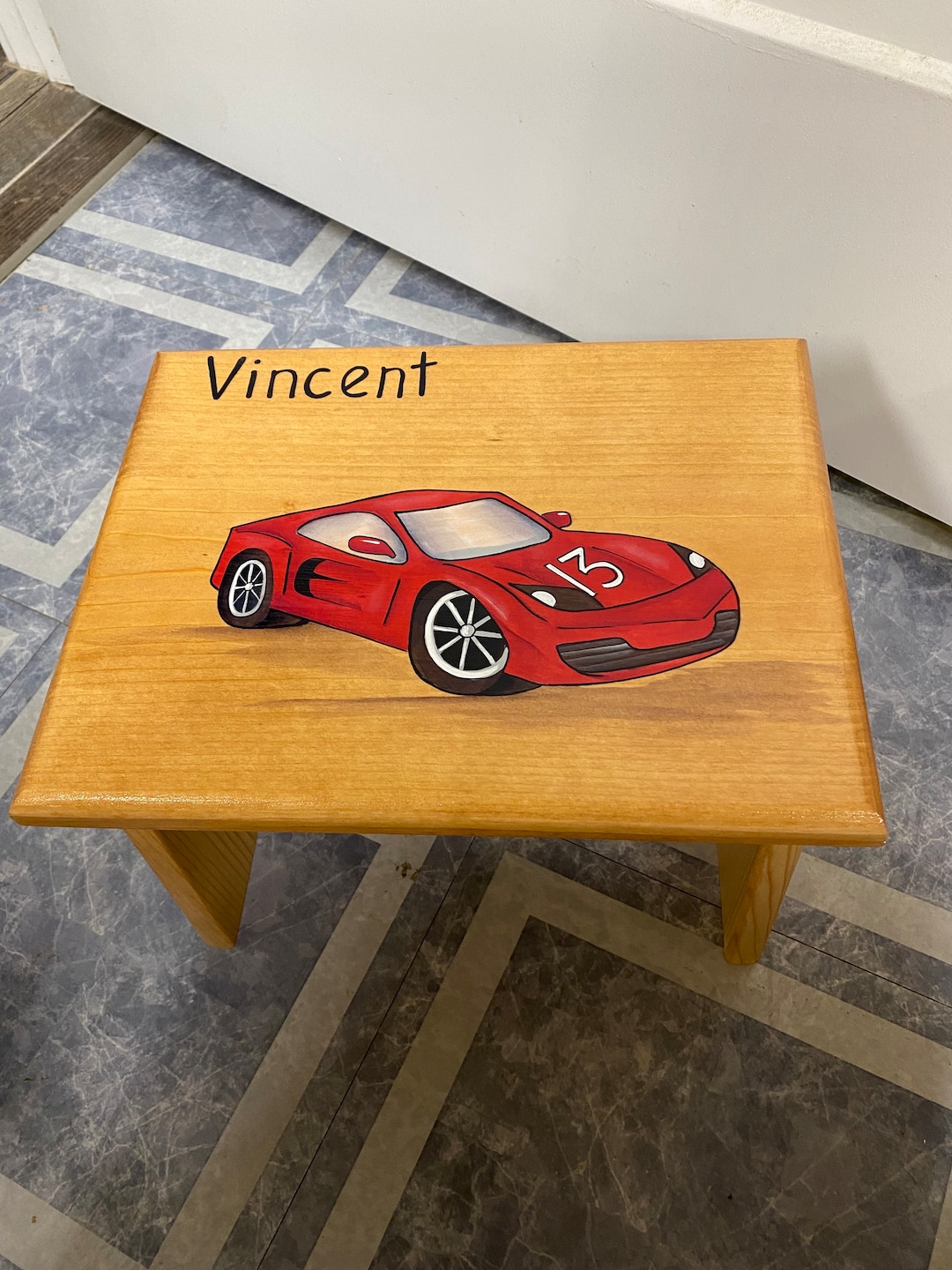 Handmade Stool, Racecar Stool, Kids Step Stool, Car Stool, Racecar Step ...