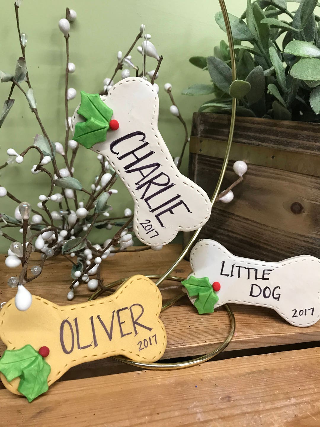 Dog Bone Ornament, Custom Dog Ornament, Dog Bone Ornament, Personalized ...