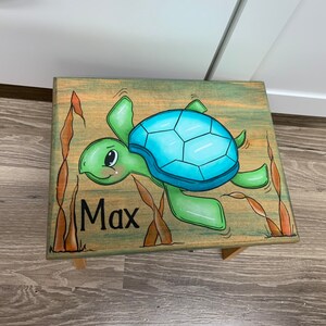 Sea Turtle Step Stool, Personalized Step Stool, Kids Stool, Turtle ...