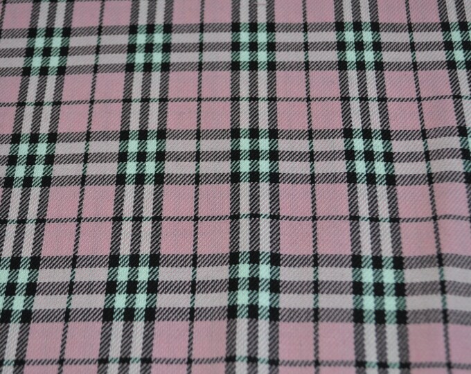 Pale Pink Tartan Fabric. Soft Poly Viscose. Machine Washable. - Etsy